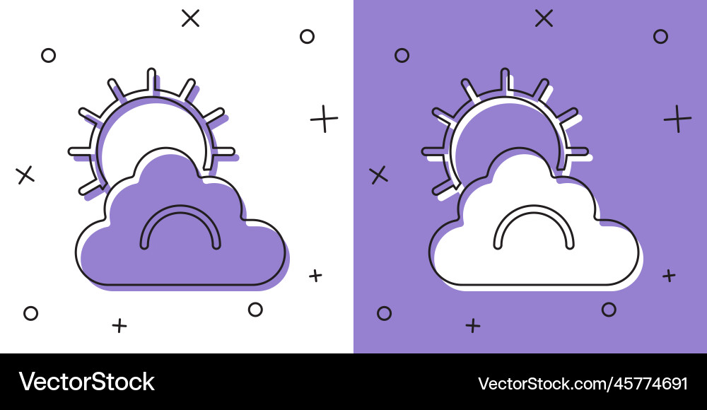 Set sun and cloud weather icon isolated on white Vector Image