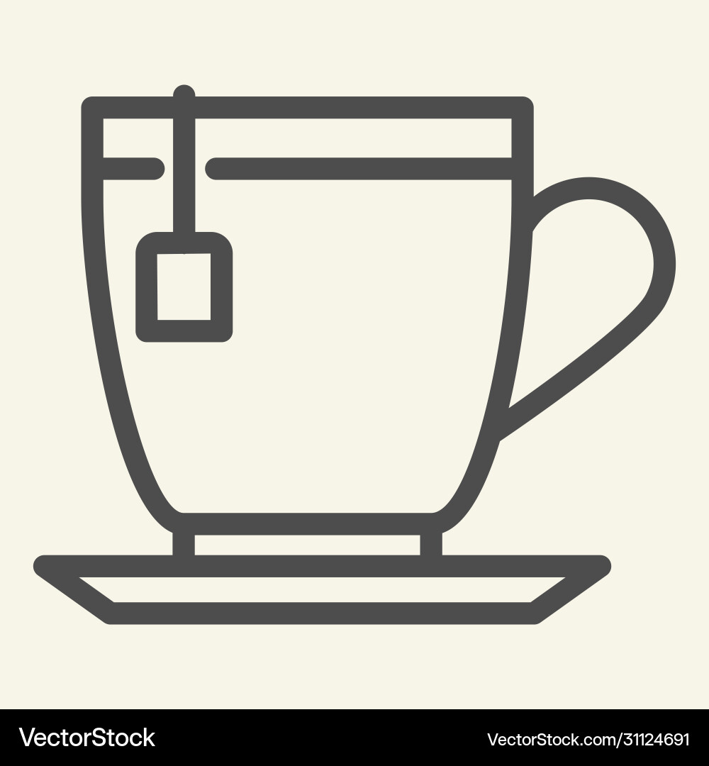 Tea line icon cup with teabag symbol outline Vector Image