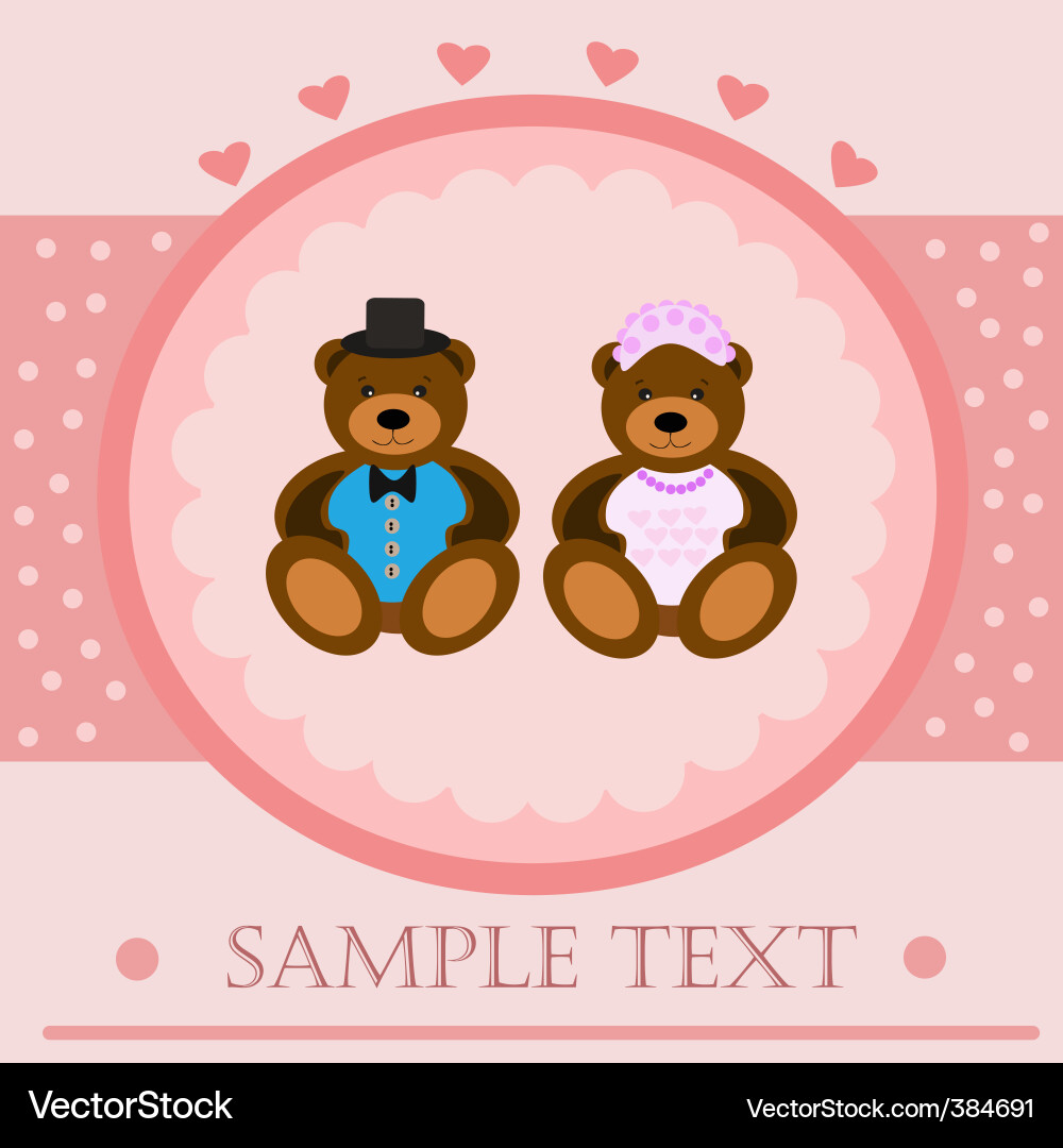 Valentine bears greeting card Royalty Free Vector Image