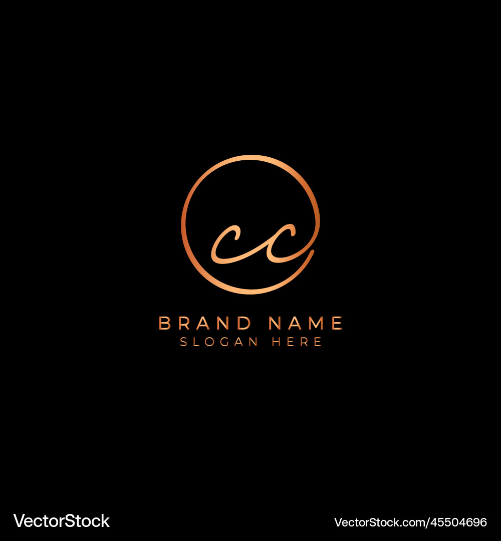 C cc initial letter handwritten signature logo Vector Image
