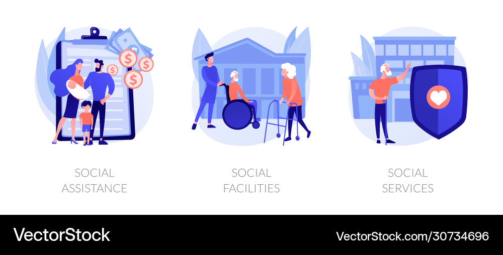 Caregiving and welfare services abstract concept Vector Image