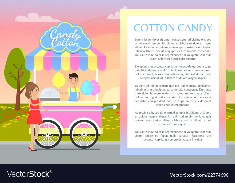 Cotton candy poster and text Royalty Free Vector Image