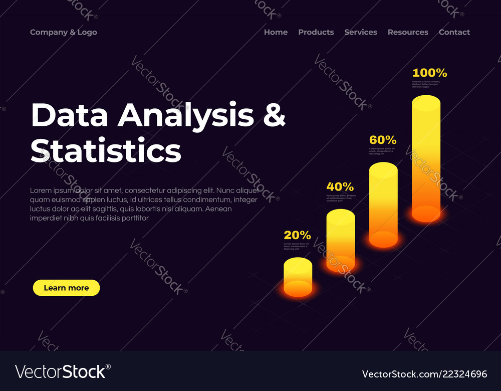 Data analysis and statistics landing page Vector Image