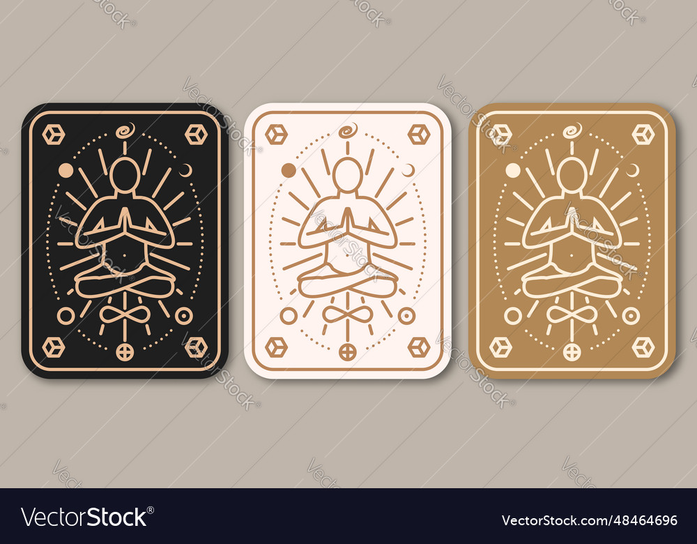 Esoteric symbols poster banner thin line Vector Image