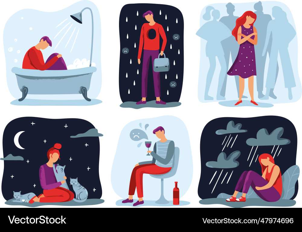 Feel loneliness feeling lonely sad depressive Vector Image