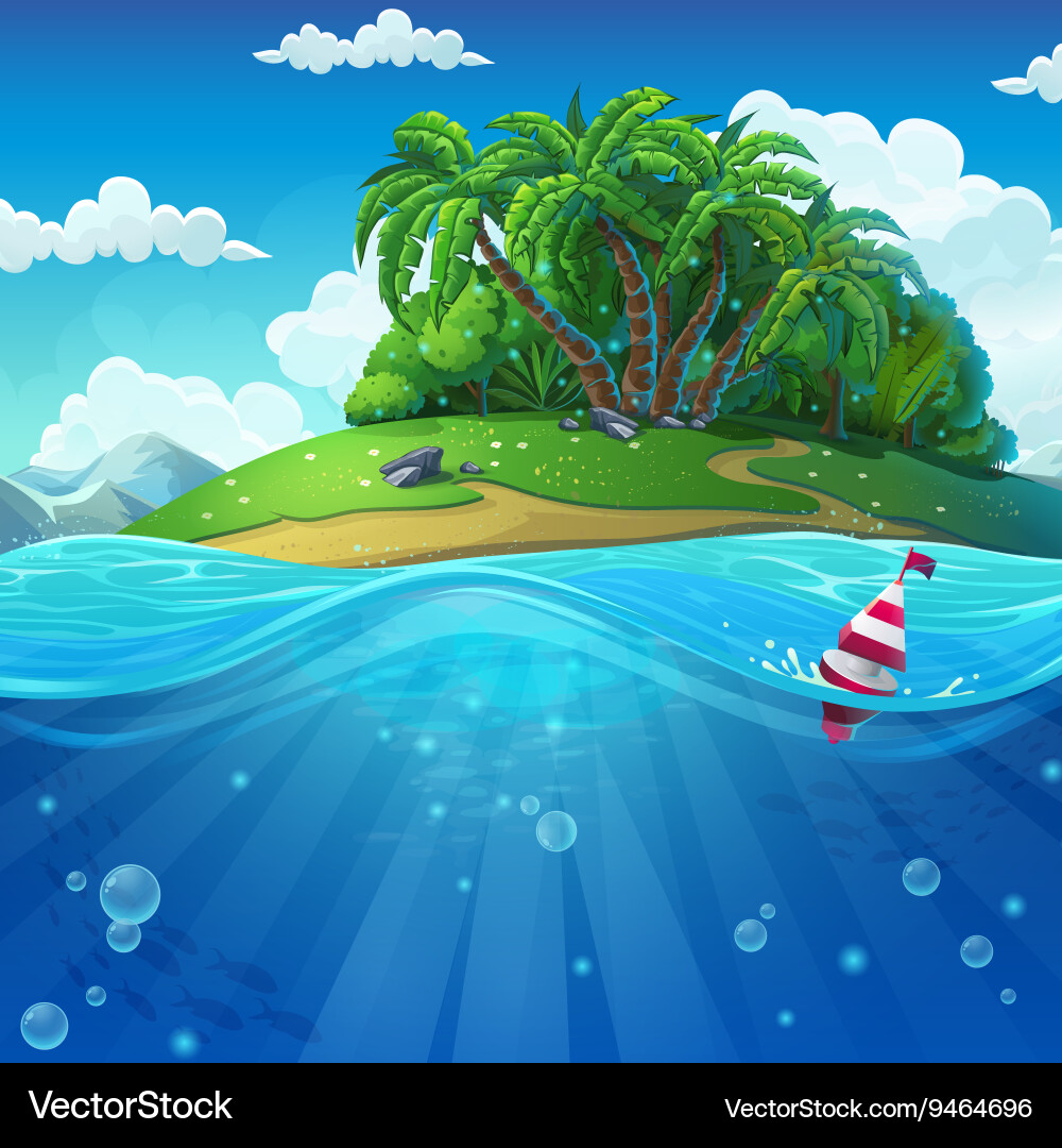 Float in the water at the island background Vector Image