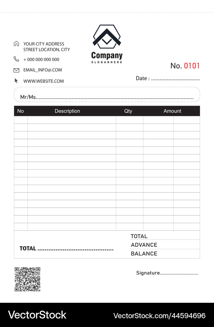 Hand bill book page template ncr book template Vector Image
