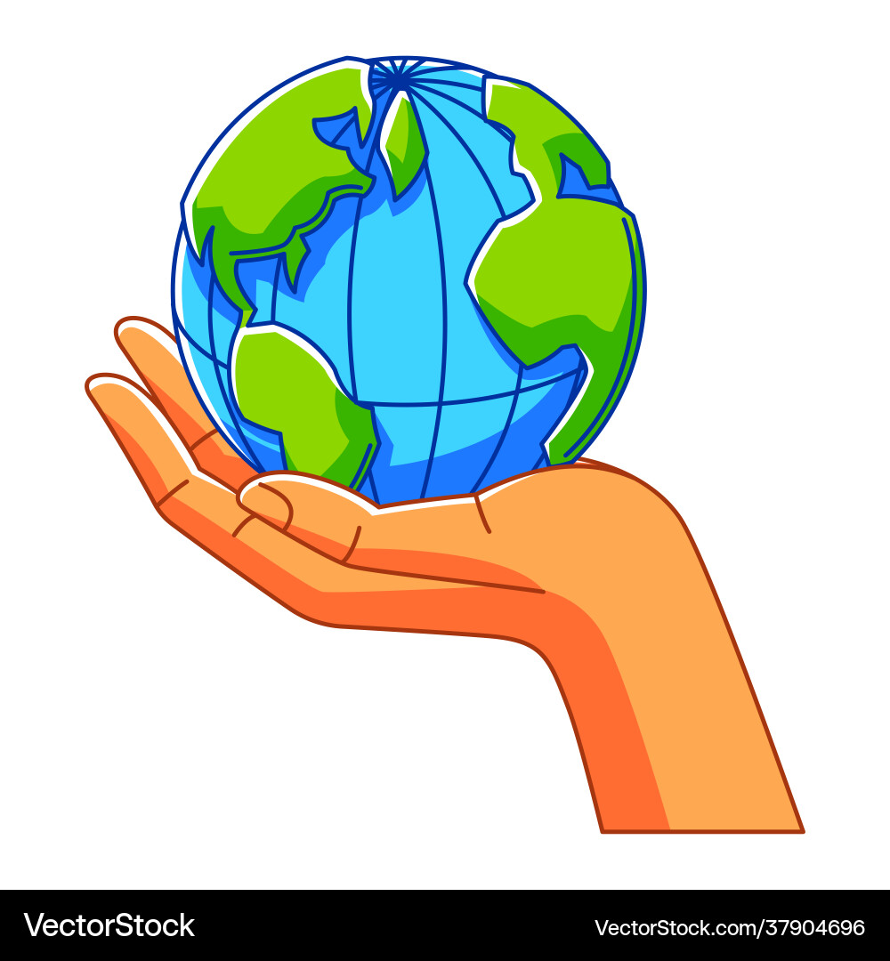 Hand holding earth ecology Royalty Free Vector Image