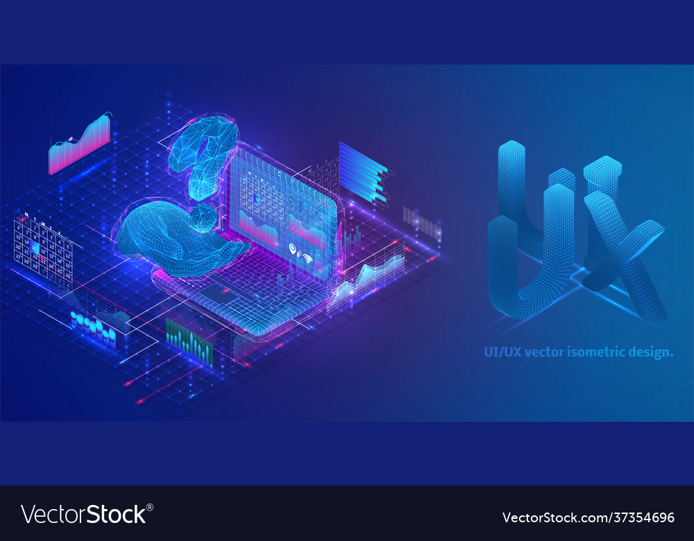 Isometric composition with graphs information Vector Image