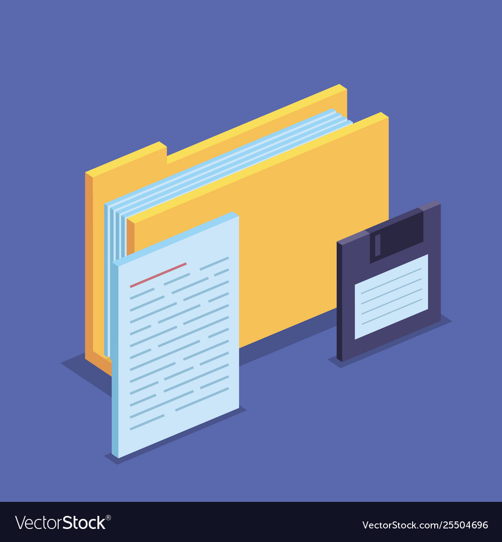 Isometric folder with documents information Vector Image