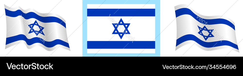 Israel flag in static position and in motion Vector Image