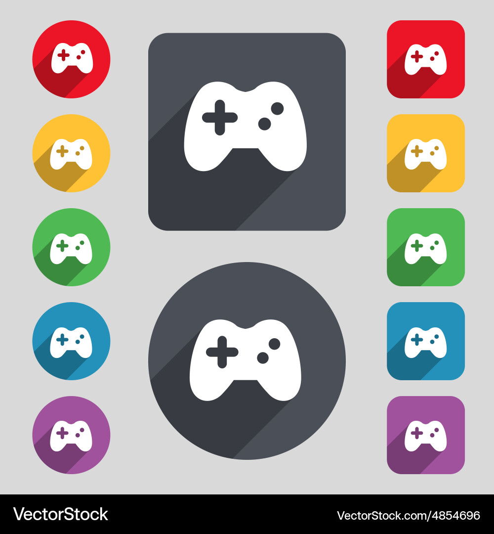 Joystick icon sign a set 12 colored buttons and Vector Image