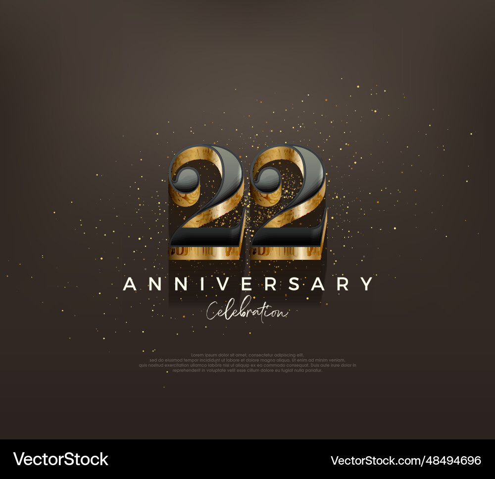 Luxury 22nd anniversary design with classic Vector Image