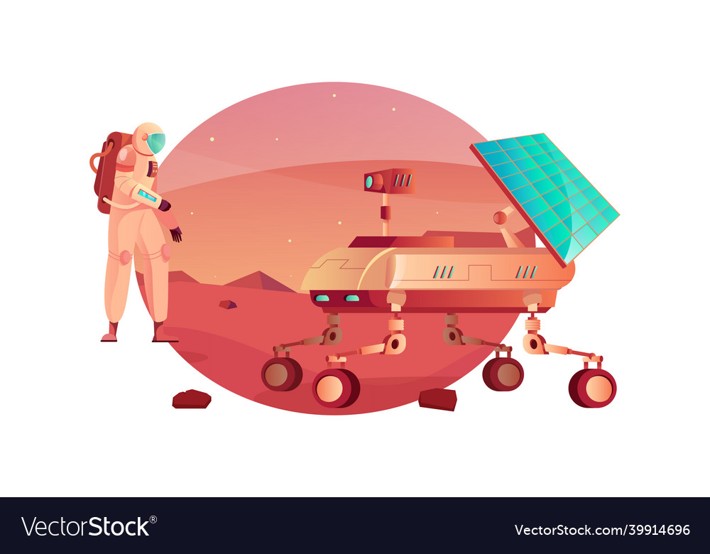 Mars rover space composition Royalty Free Vector Image