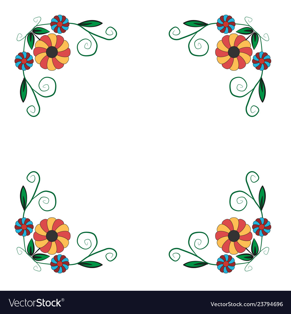 Rectangular floral border frame template Vector Image