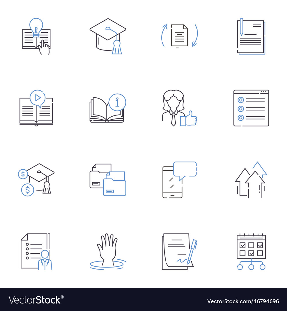 Remote instruction line icons collection virtual Vector Image