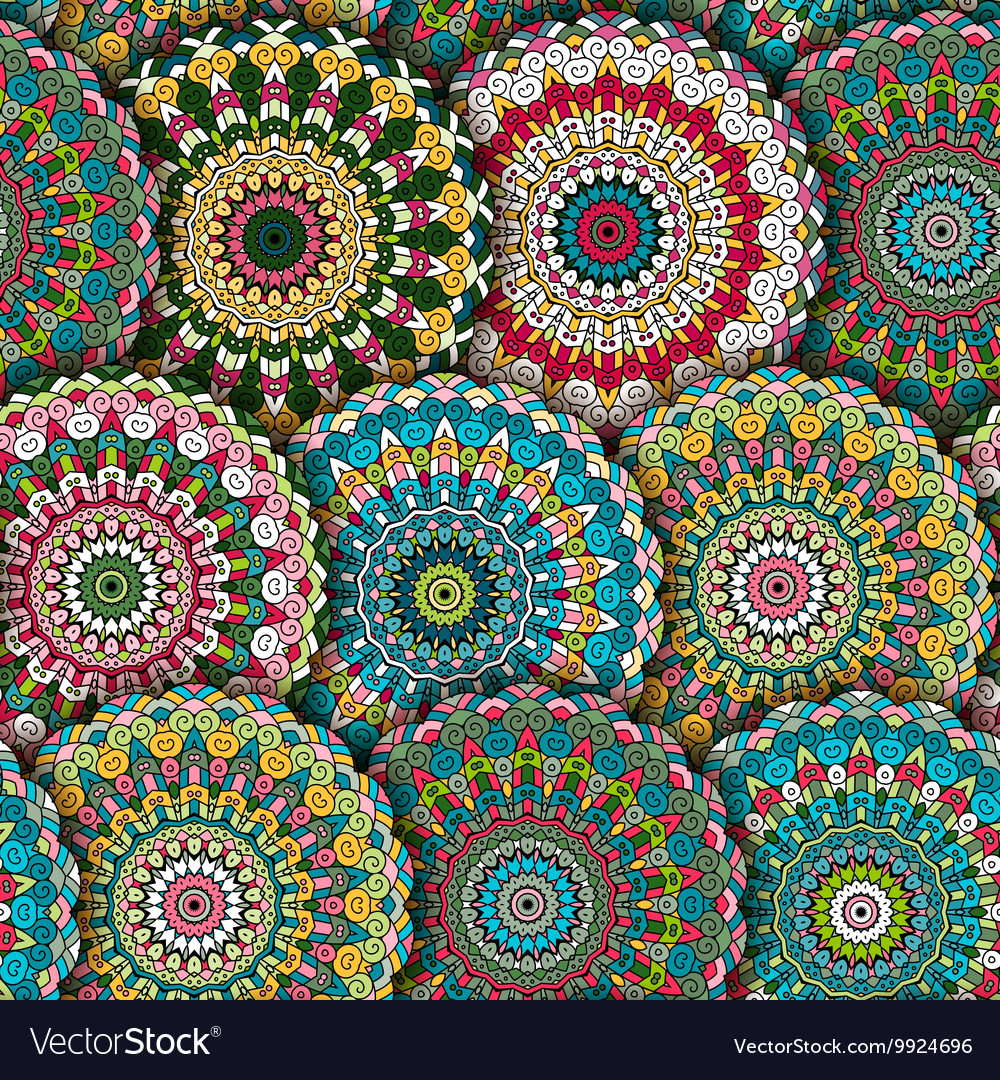 Seamless round pattern for printing on fabric or Vector Image