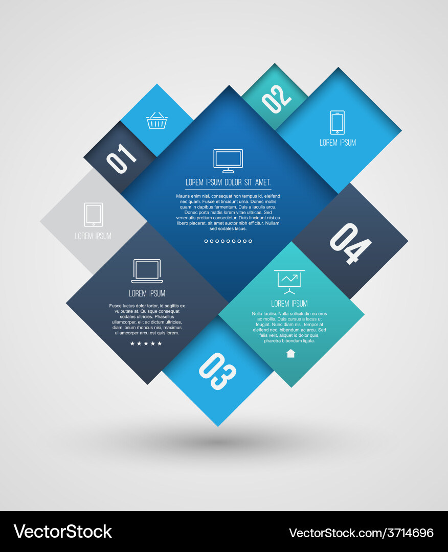 Square group with icons number for brochure Vector Image