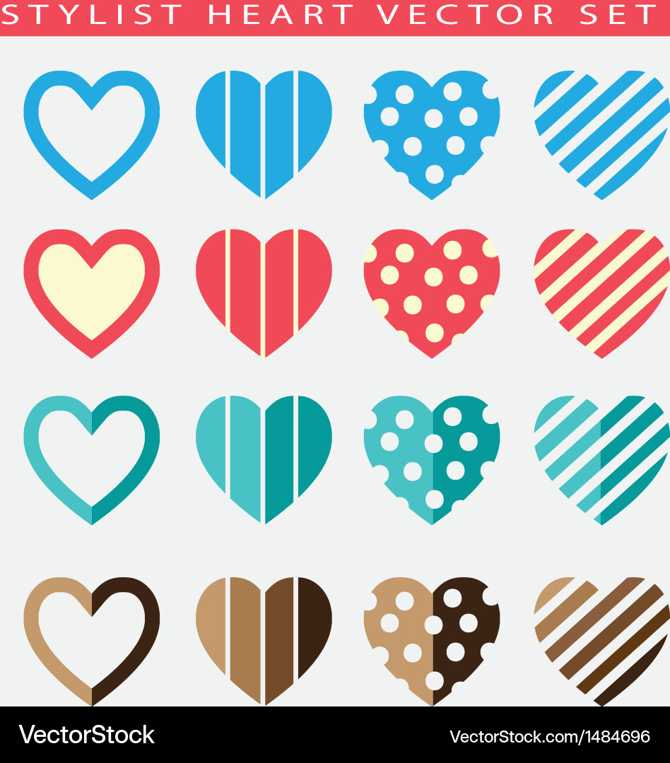 Stylist hearts sets Royalty Free Vector Image - VectorStock