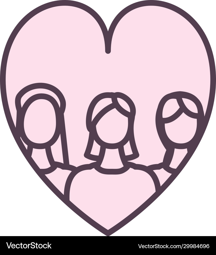 Women avatars inside heart line style icon Vector Image