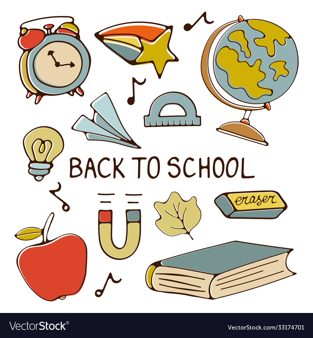 Back to school colorful hand drawn collection Vector Image