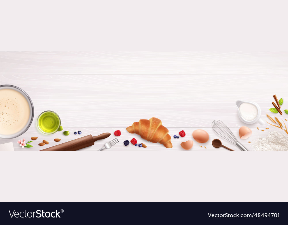 Bakery essentials realistic composition Royalty Free Vector