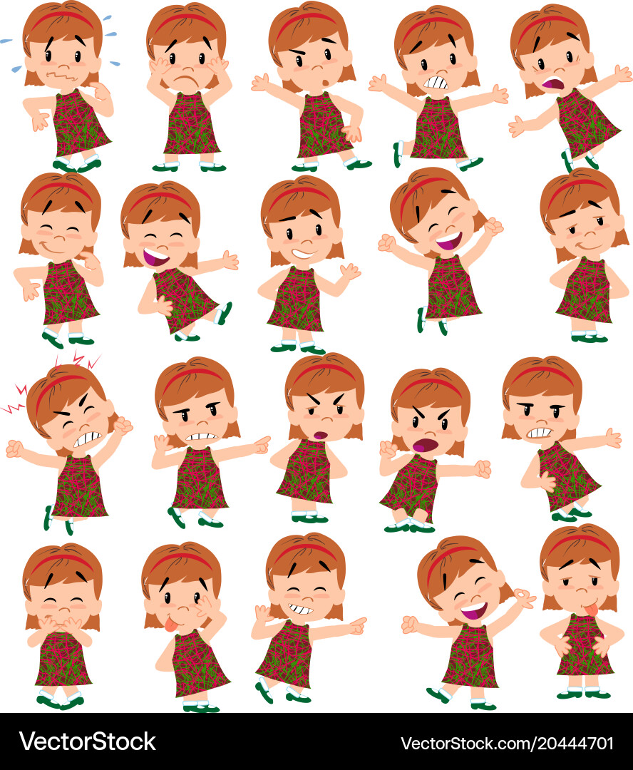 Cartoon character white girl set with different Vector Image
