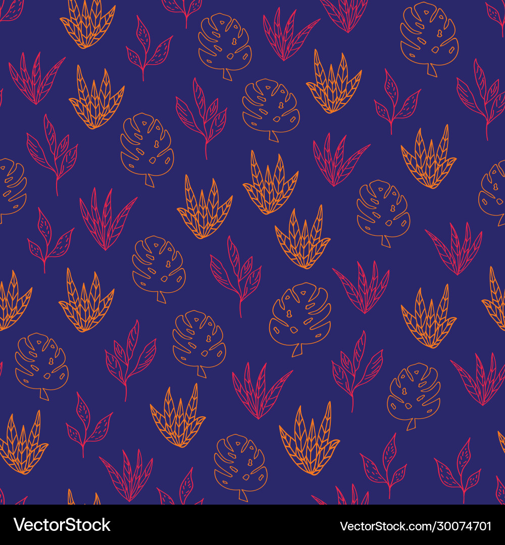Classic blue tropical leaves seamless Royalty Free Vector