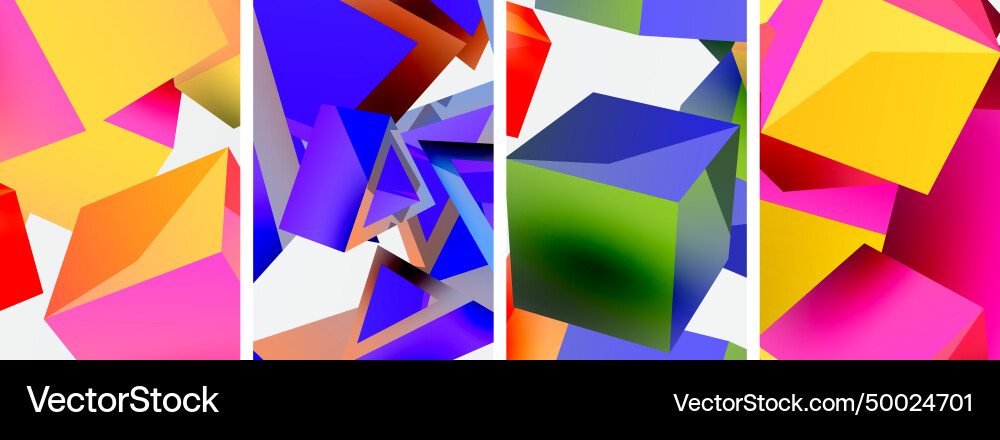 Composition of 3d cubes and other geometric Vector Image