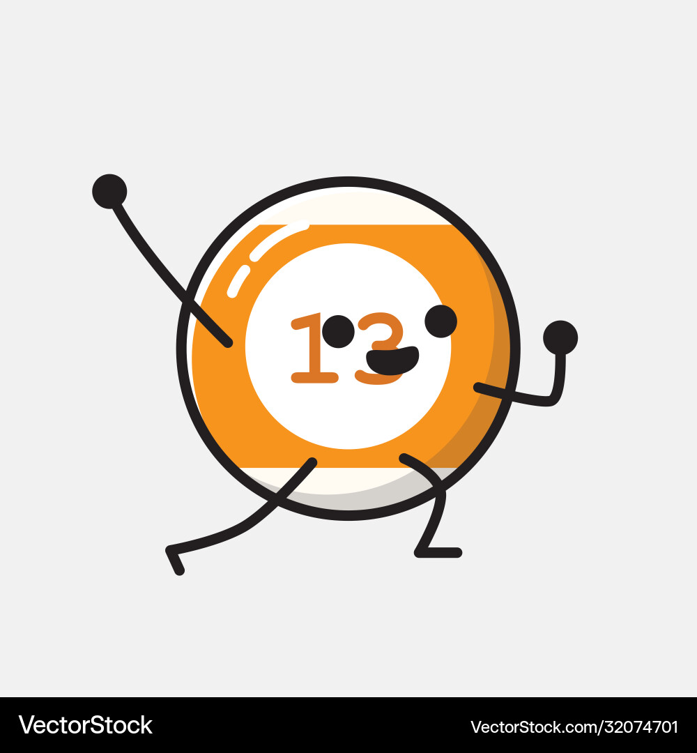 Cute billiard ball mascot character in flat Vector Image