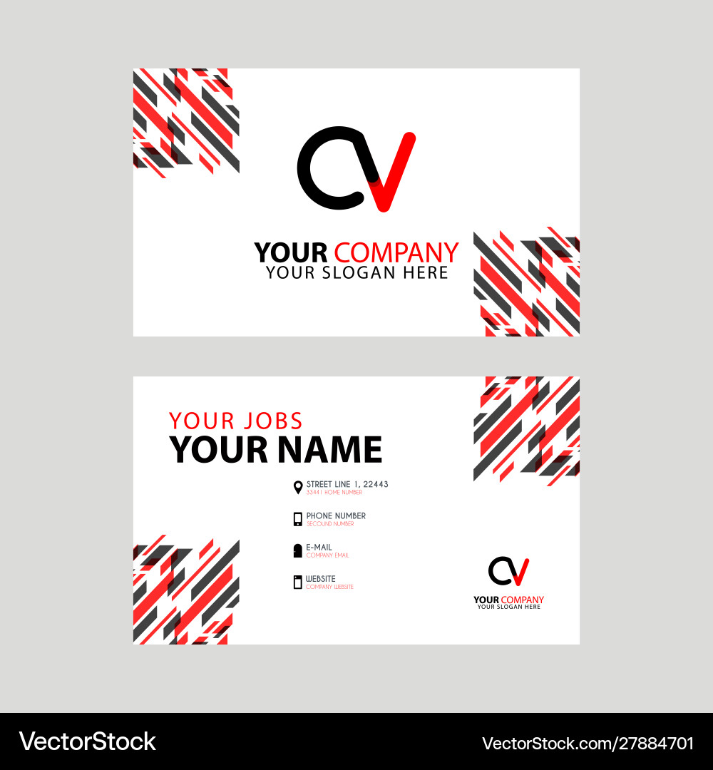 Cv logo letter with box decoration on edge Vector Image