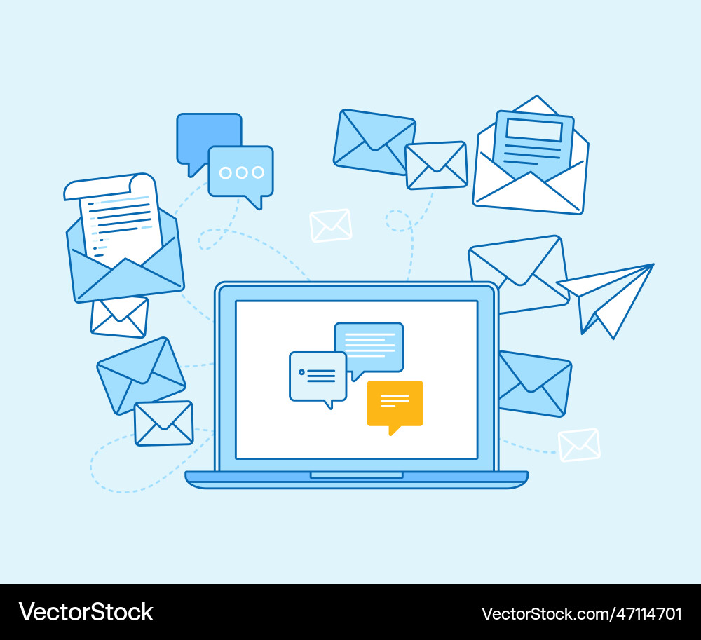 Email marketing concept - laptop with mailing app Vector Image