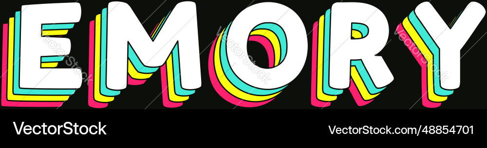 Emory - retro rainbow typography faded style Vector Image