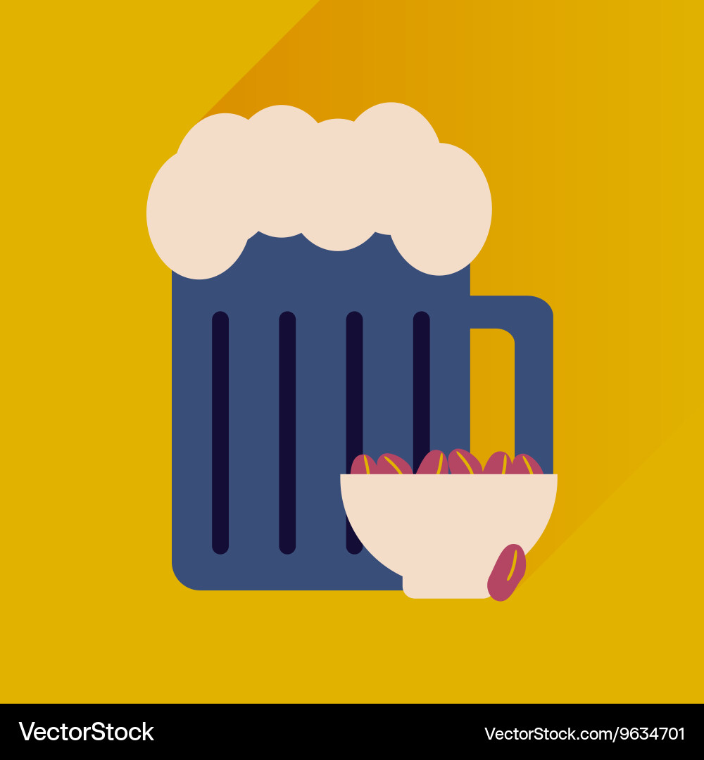Flat icon with long shadow glass of beer Vector Image