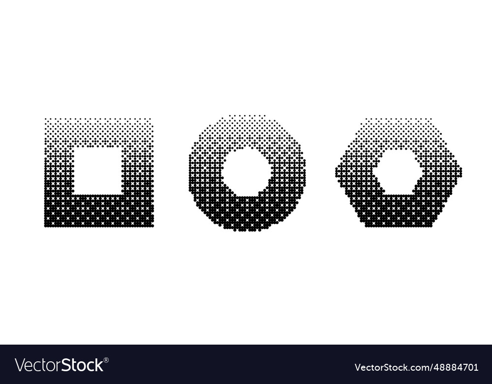Geometric frames bitmap set dither gradient Vector Image
