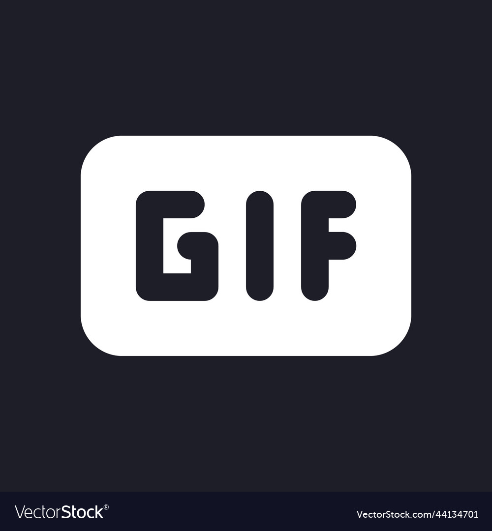 Gif dark mode glyph ui icon Royalty Free Vector Image