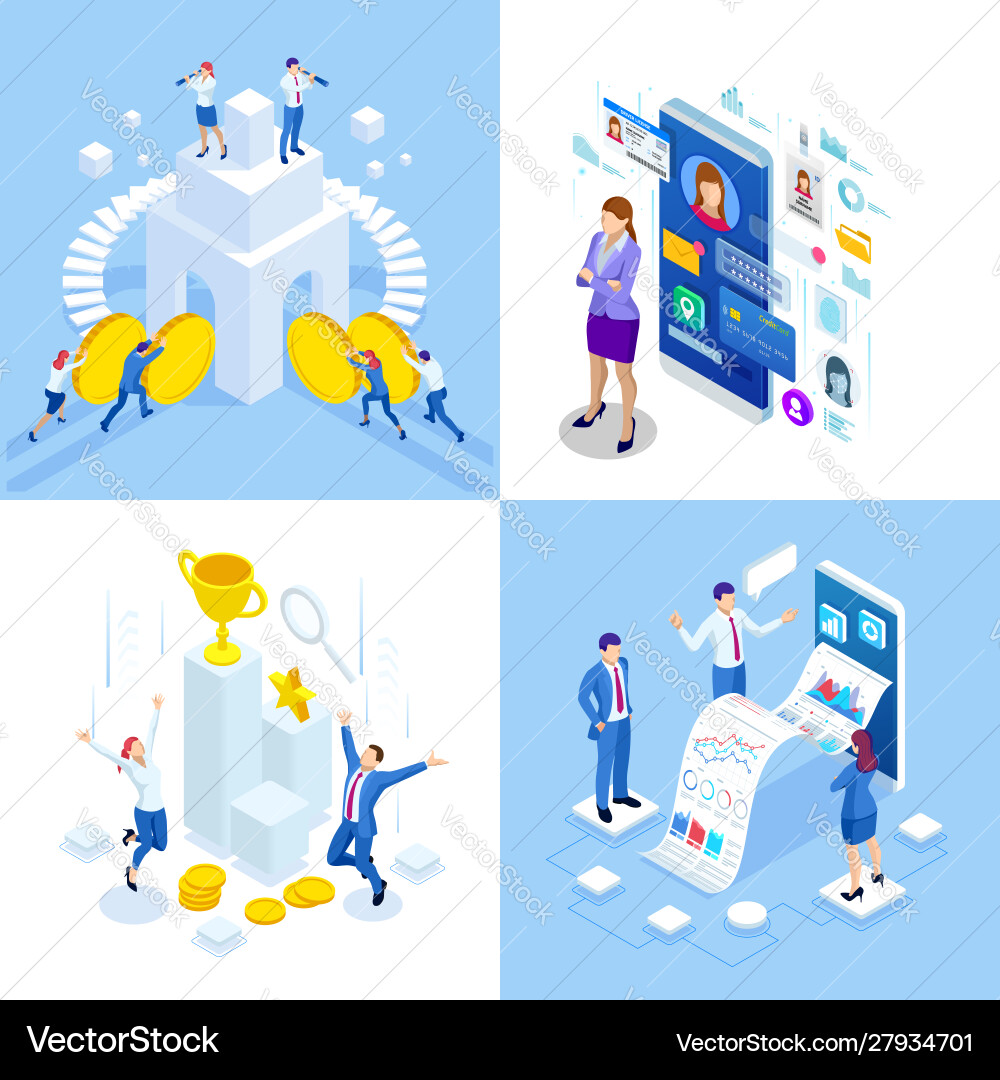 Isometric business concepts businessmen Royalty Free Vector