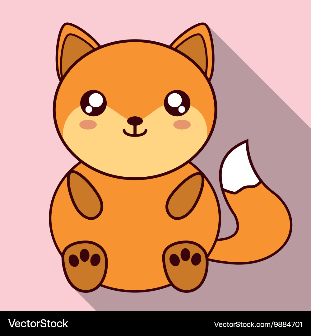 Kawaii fox icon cute animal graphic Royalty Free Vector