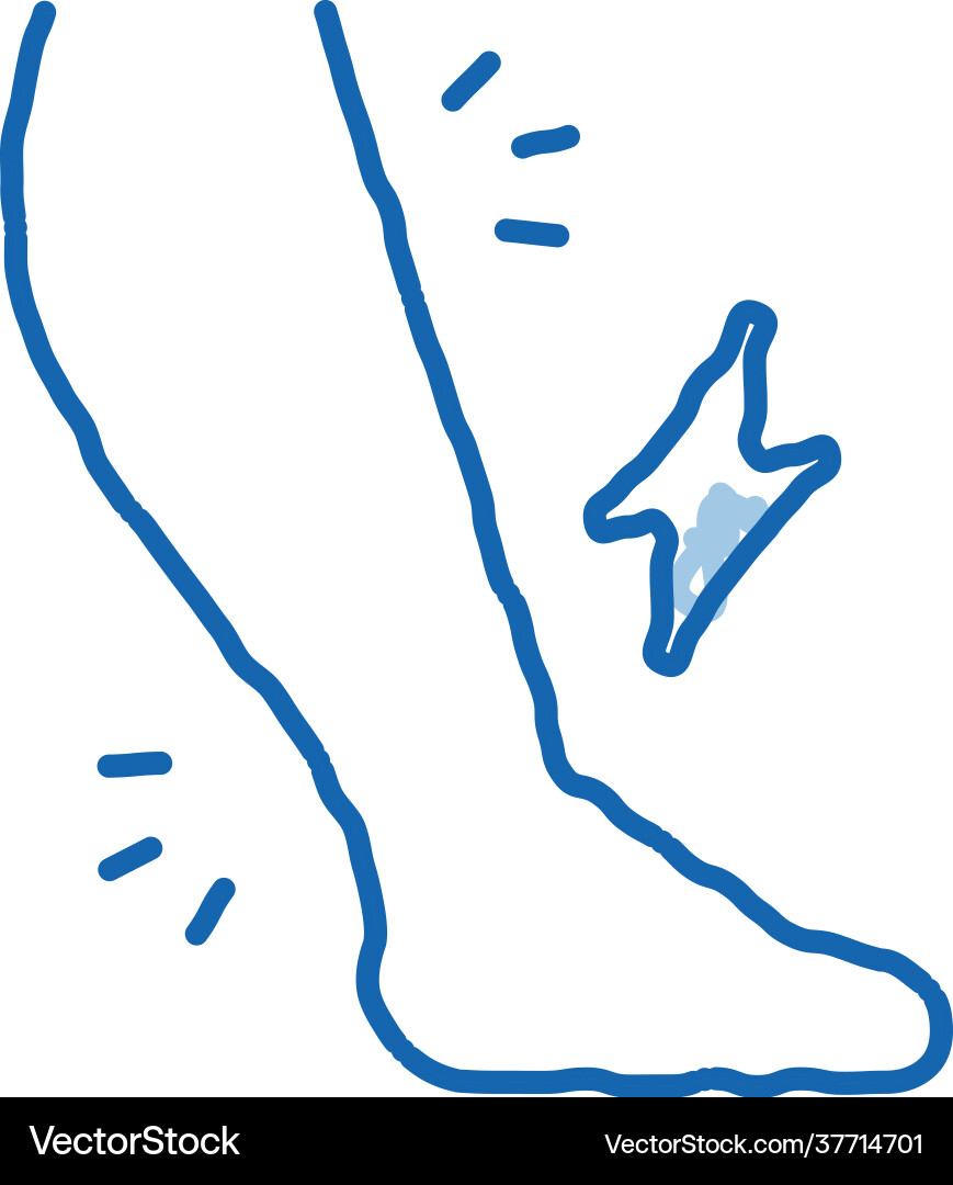 Leg pain ill doodle icon hand drawn Royalty Free Vector