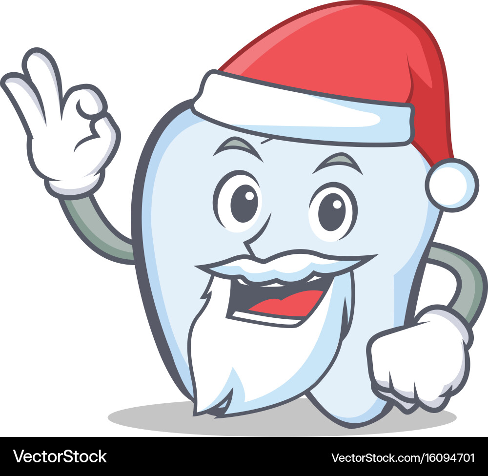 Santa tooth character cartoon style Royalty Free Vector