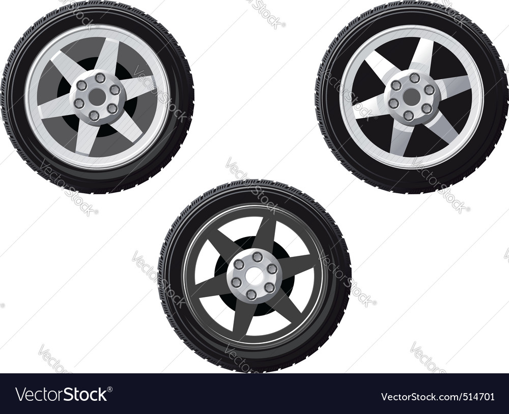 Set isolated wheels Royalty Free Vector Image - VectorStock