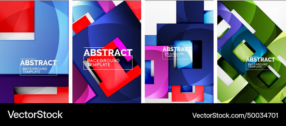 Set of square geometric poster backgrounds Vector Image
