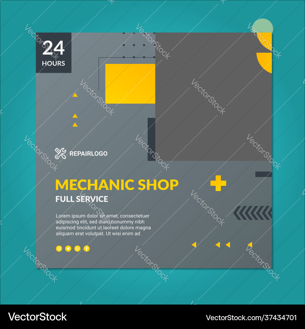 Social media post template border for auto repair Vector Image