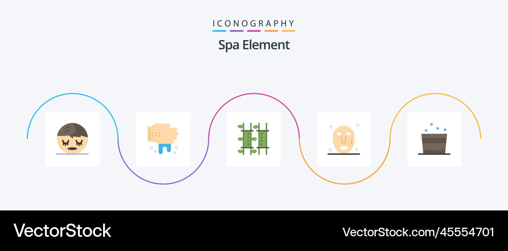 Spa element flat 5 icon pack including relax Vector Image