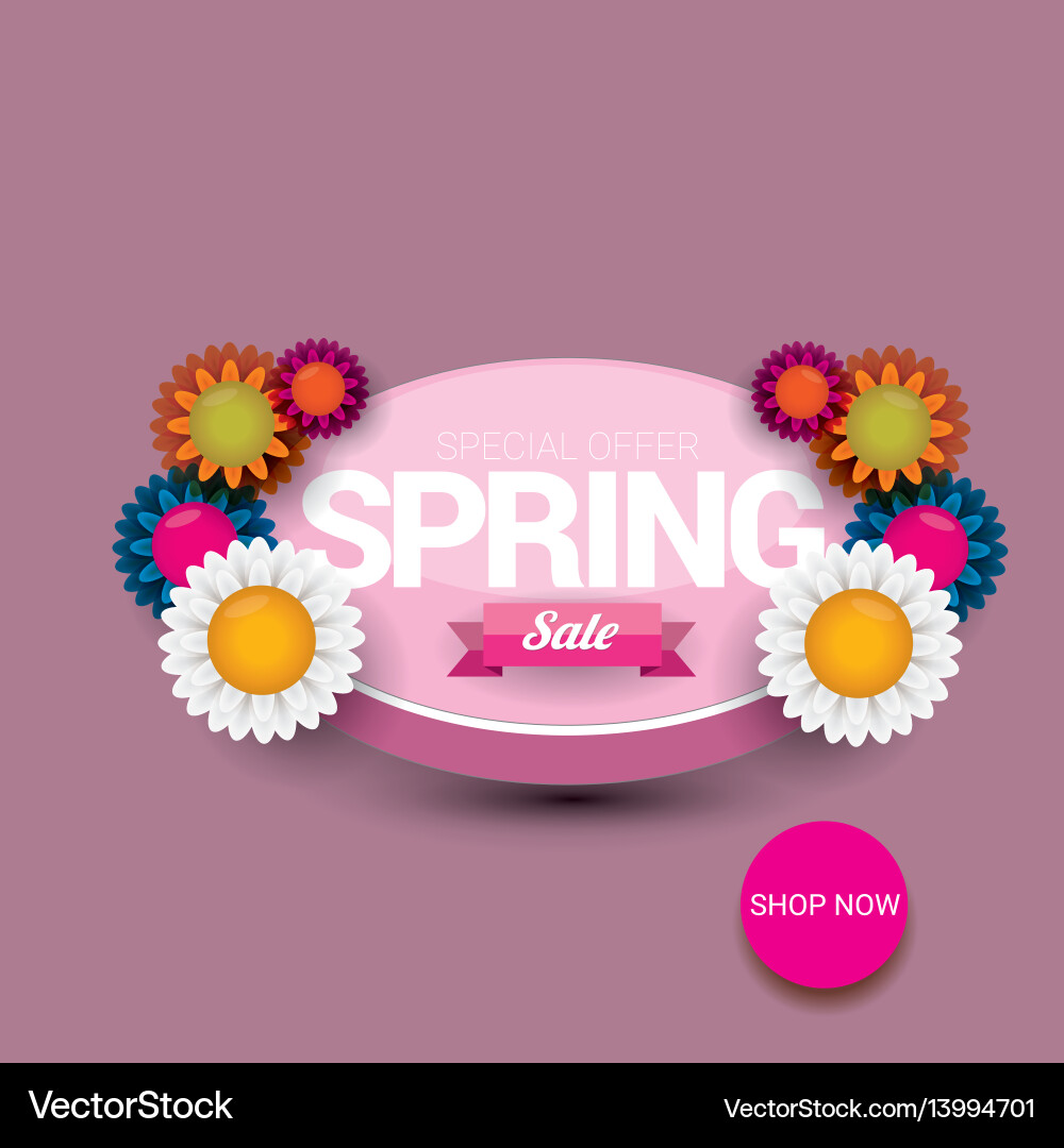 Spring sale label with beautiful flowers Vector Image