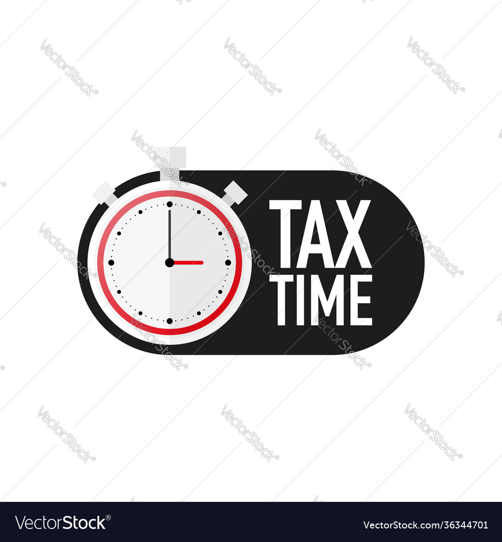 Timer with tax time text countdown Royalty Free Vector Image