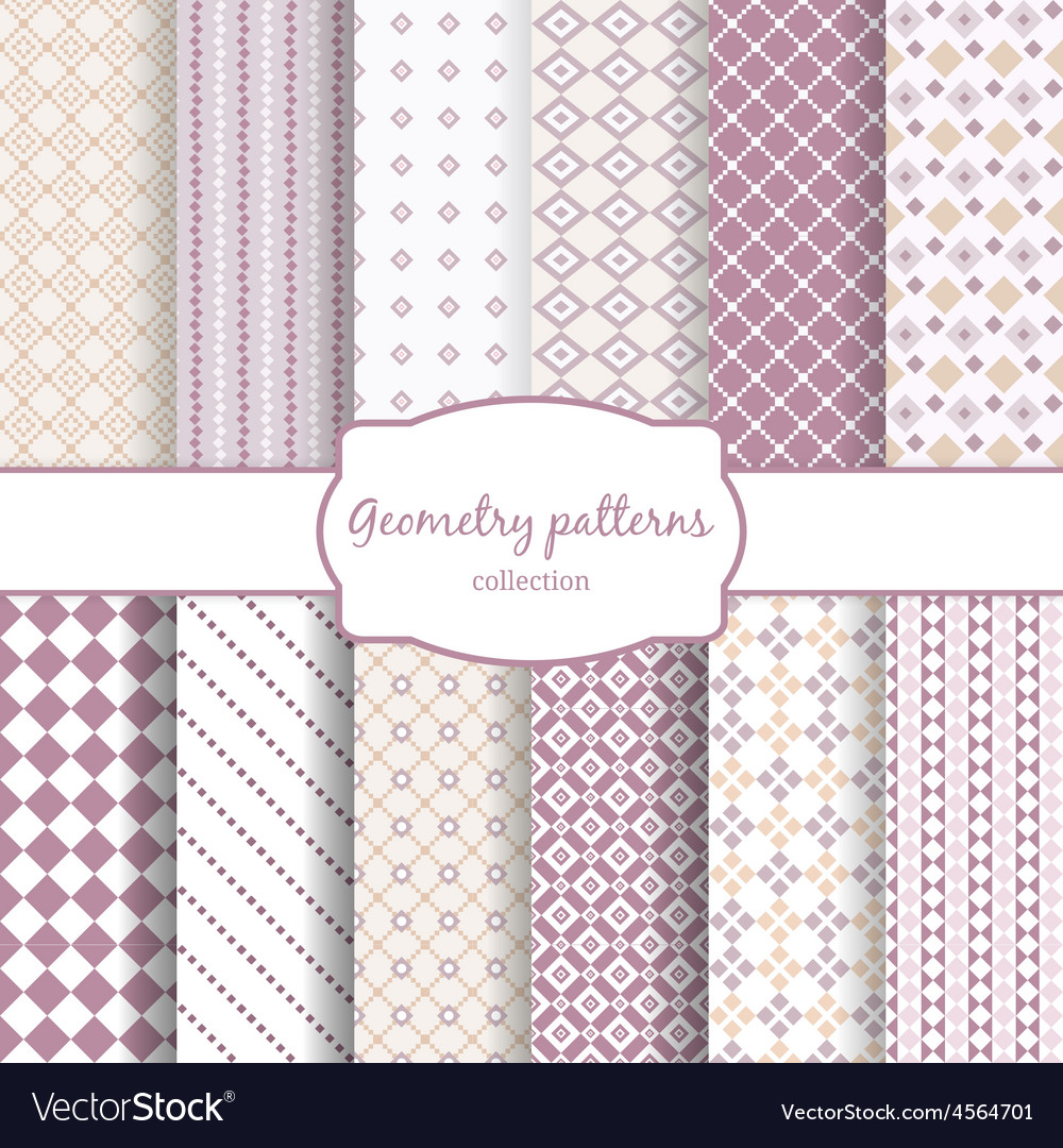 Twelve retro different seamless patterns Vector Image