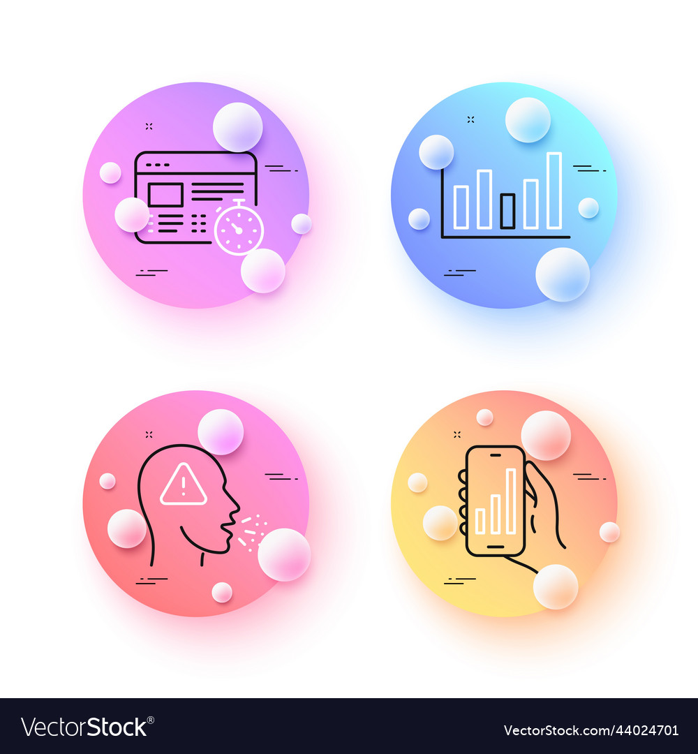 Web timer column chart and cough minimal line Vector Image