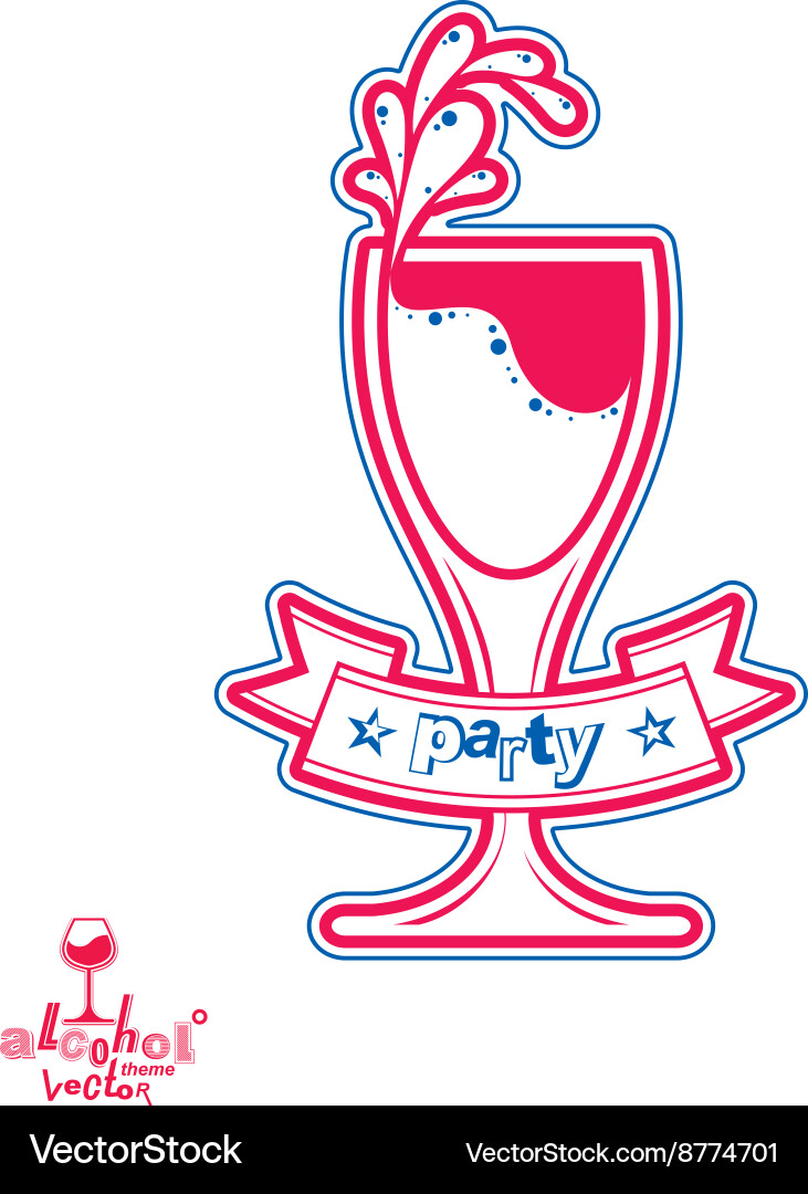 Wine glass with splash alcohol idea graphic Vector Image