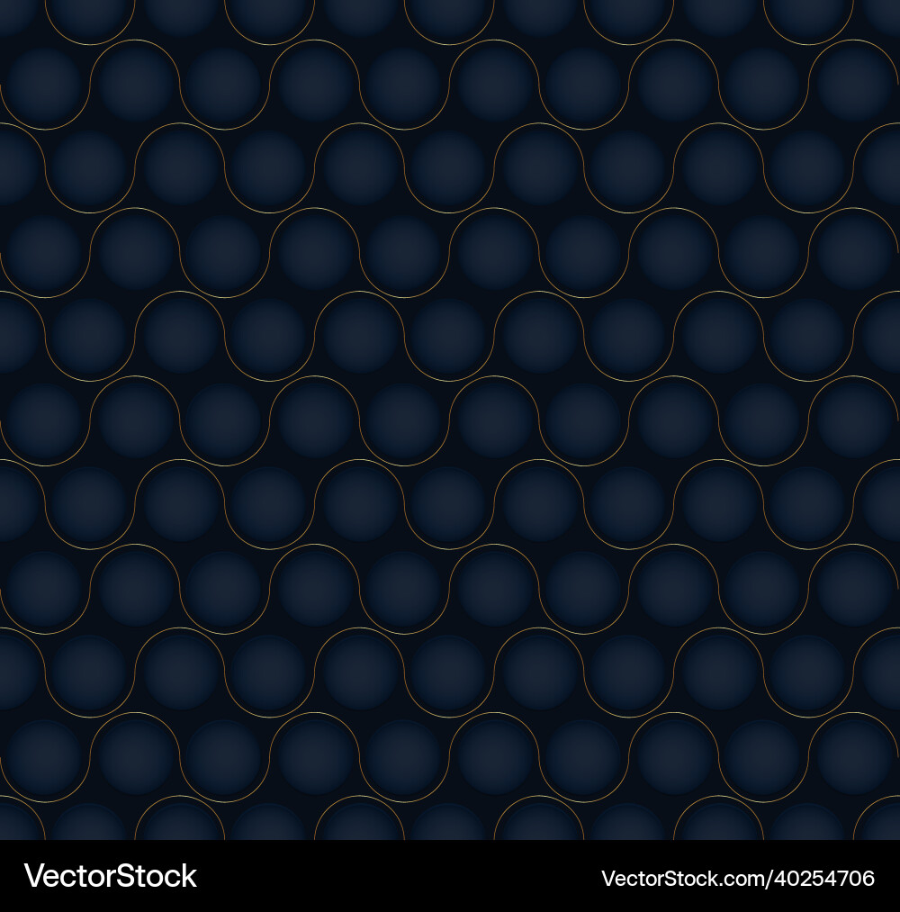 3d dark blue round shape with golden wave lines Vector Image